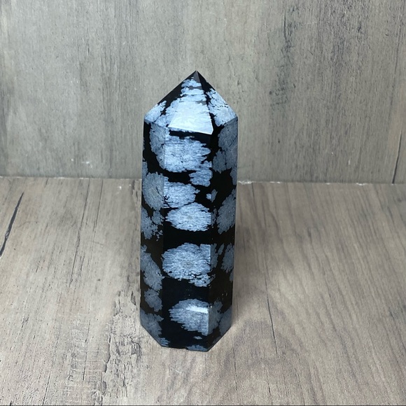 Accents | Snowflake Obsidian Crystal Stone Tower Point Natural | Poshmark